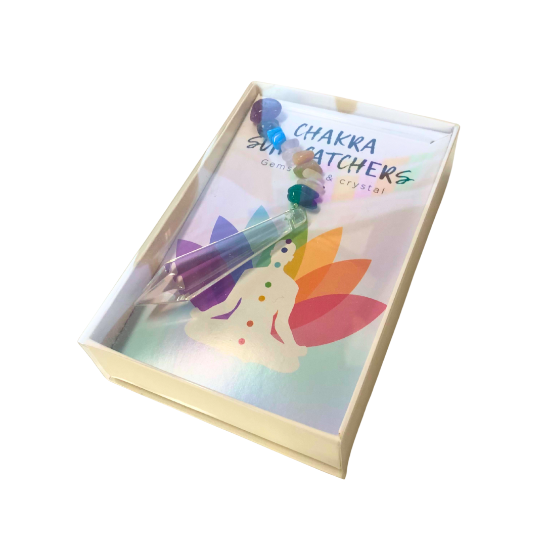Chakra Gemstone & Crystal Sun Catcher DISPLAY BOX of 18 - Saltco